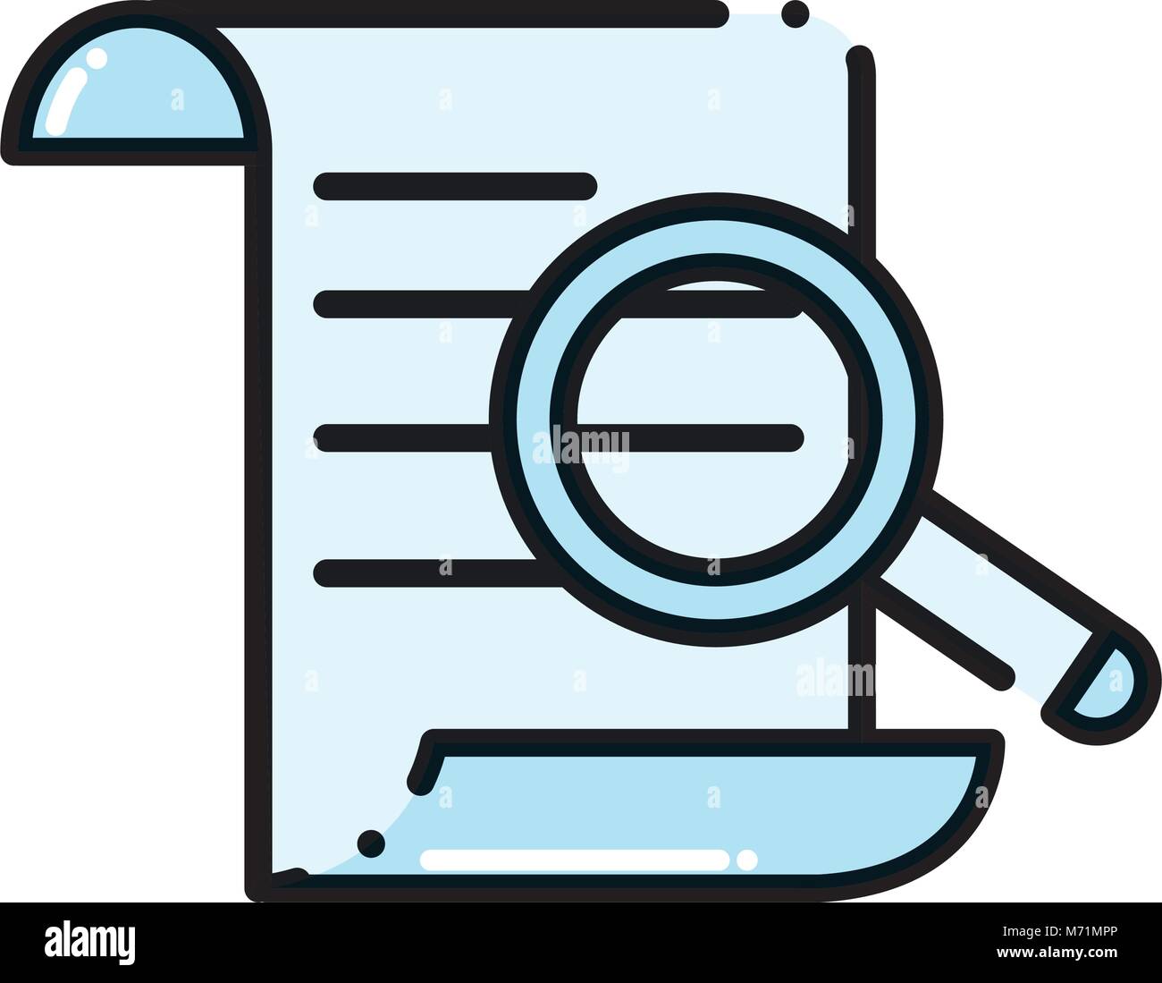 Gestrichelte Linie Dokument Informationen Papier mit Lupe Vector ...