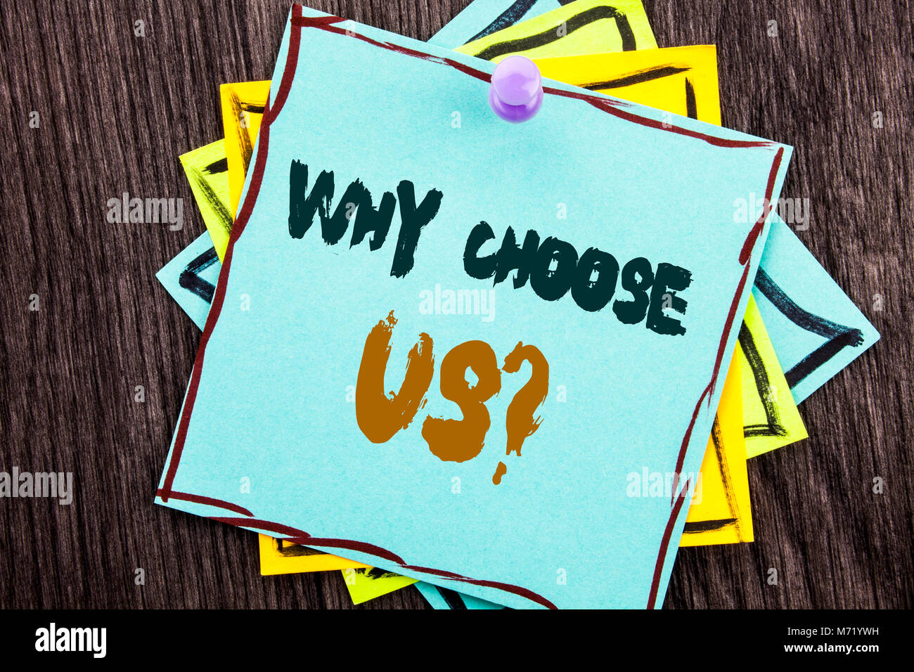 Wort, Schrift, Text, Warum uns wählen. Business Konzept für Grund der ...