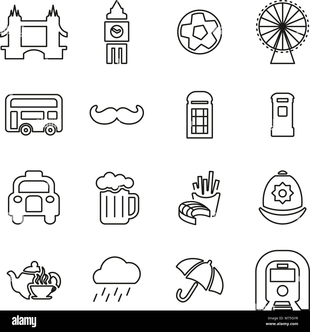 London City & Kultur Symbole dünne Linie Vektor Abbildung Stock ...