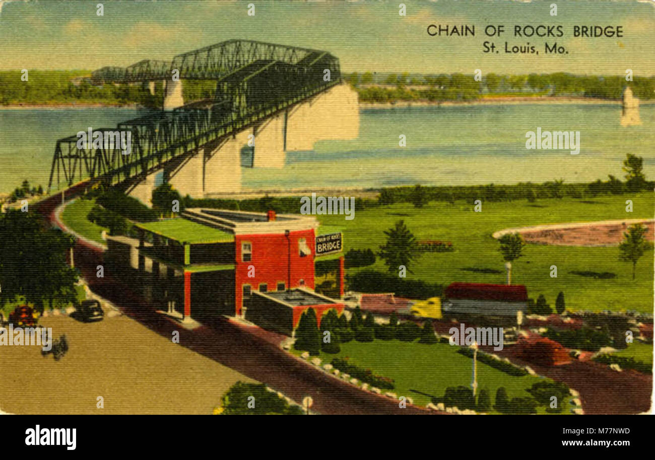Die Chain of Rocks Bridge, ein ikonisches Gebäude, das den Mississippi ...