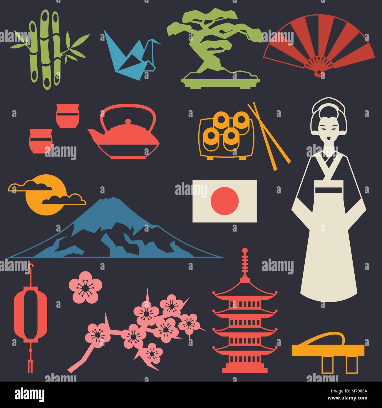 Symboles de la culture japonaise Stock-Vektorgrafiken kaufen - Alamy