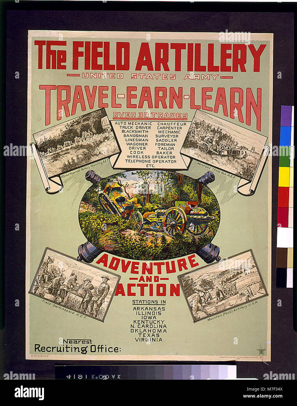 Ein Werbebild, das die Feldartillerie der United States Army zeigt und ...