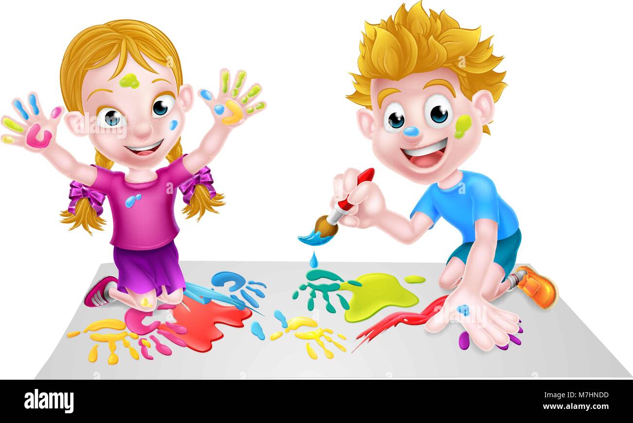 Bruder und schwester haben spaß Stock-Vektorgrafiken kaufen - Alamy