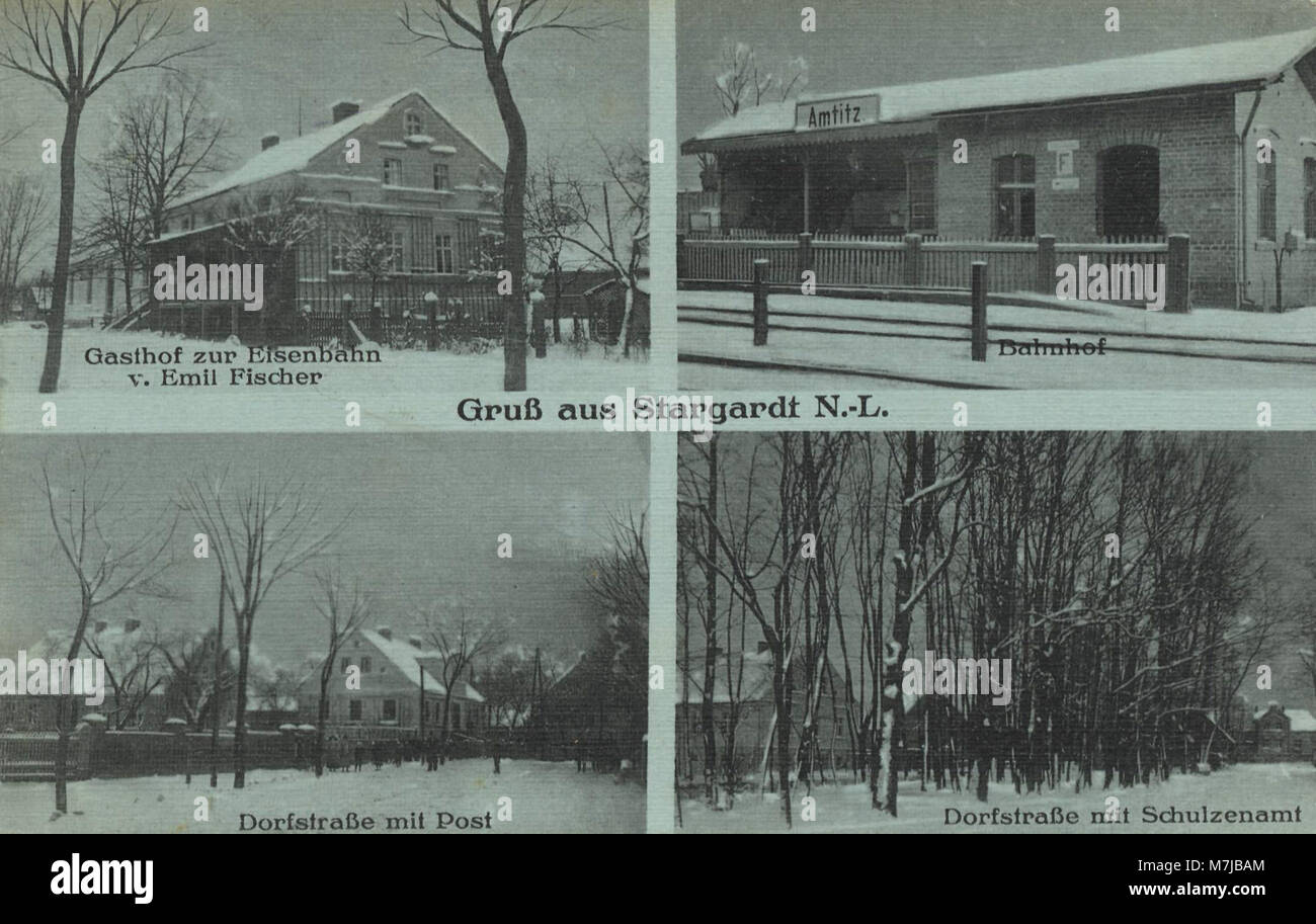 Eine Postkarte von Stargard in Pommern (heute Stargard, Polen) mit dem ...