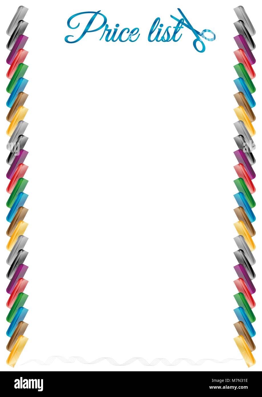 Der einfache Rahmen (Preisliste) mit Friseur Kamm Stock-Vektorgrafik ...