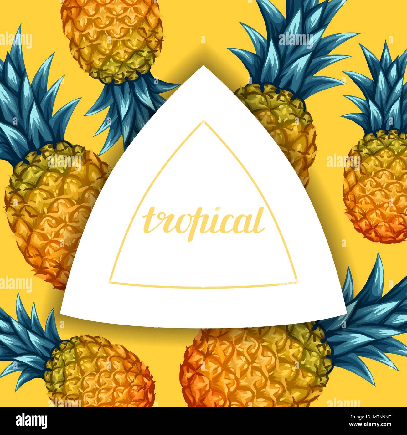 Karte mit Ananas. Tropische abstrakten Rahmen im Retro Style. Bild für ...