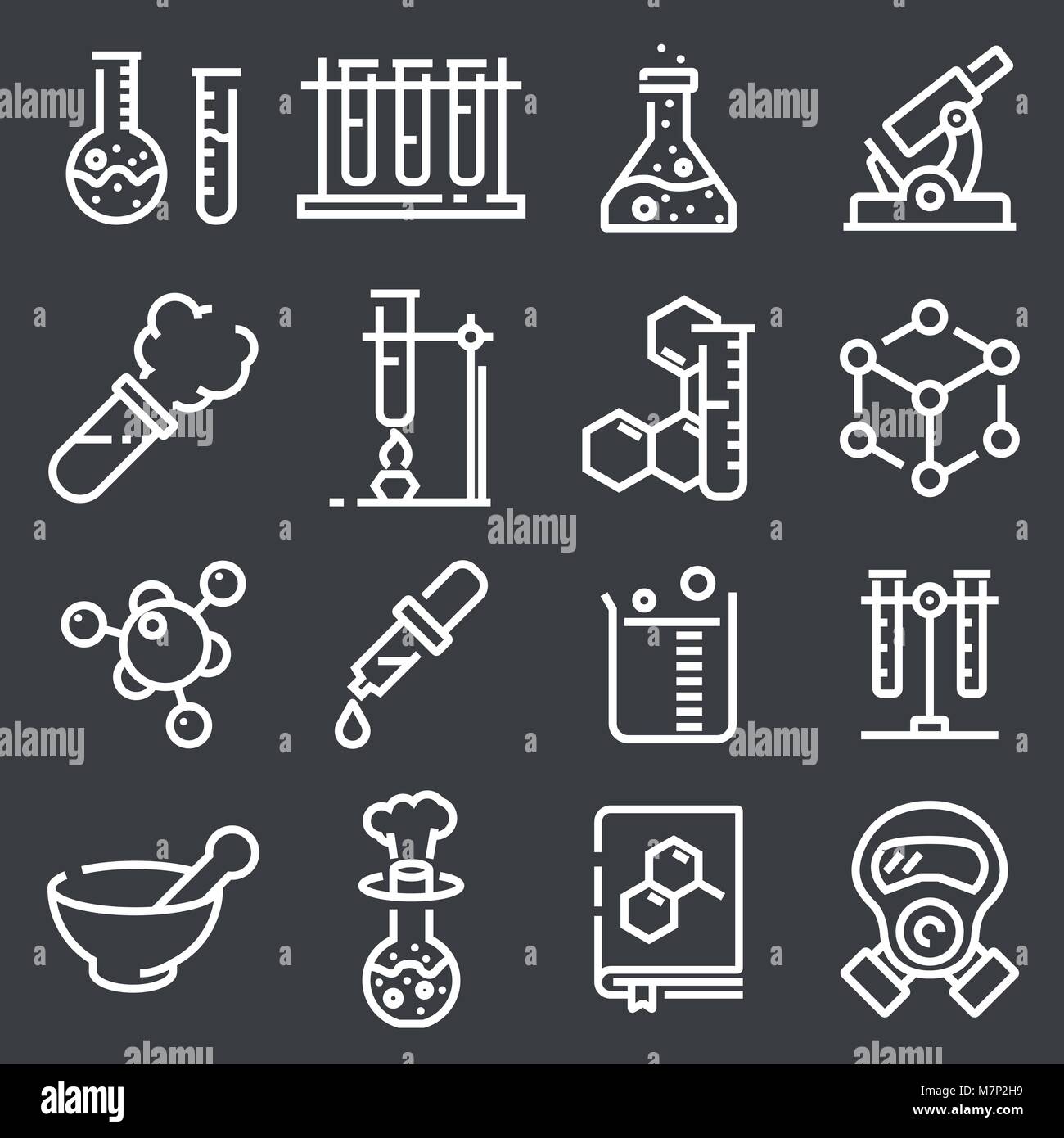 Chemie Icon Set. Sammlung von Wissenschaft silhouette Symbole Stock ...