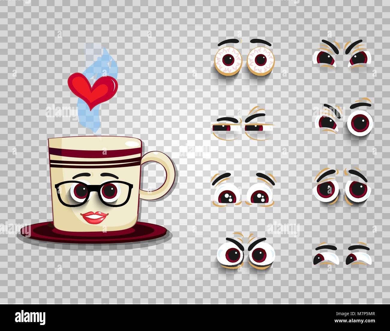 Emoji Schale in Gläser mit den Augen der Schöpfung comic character set ...