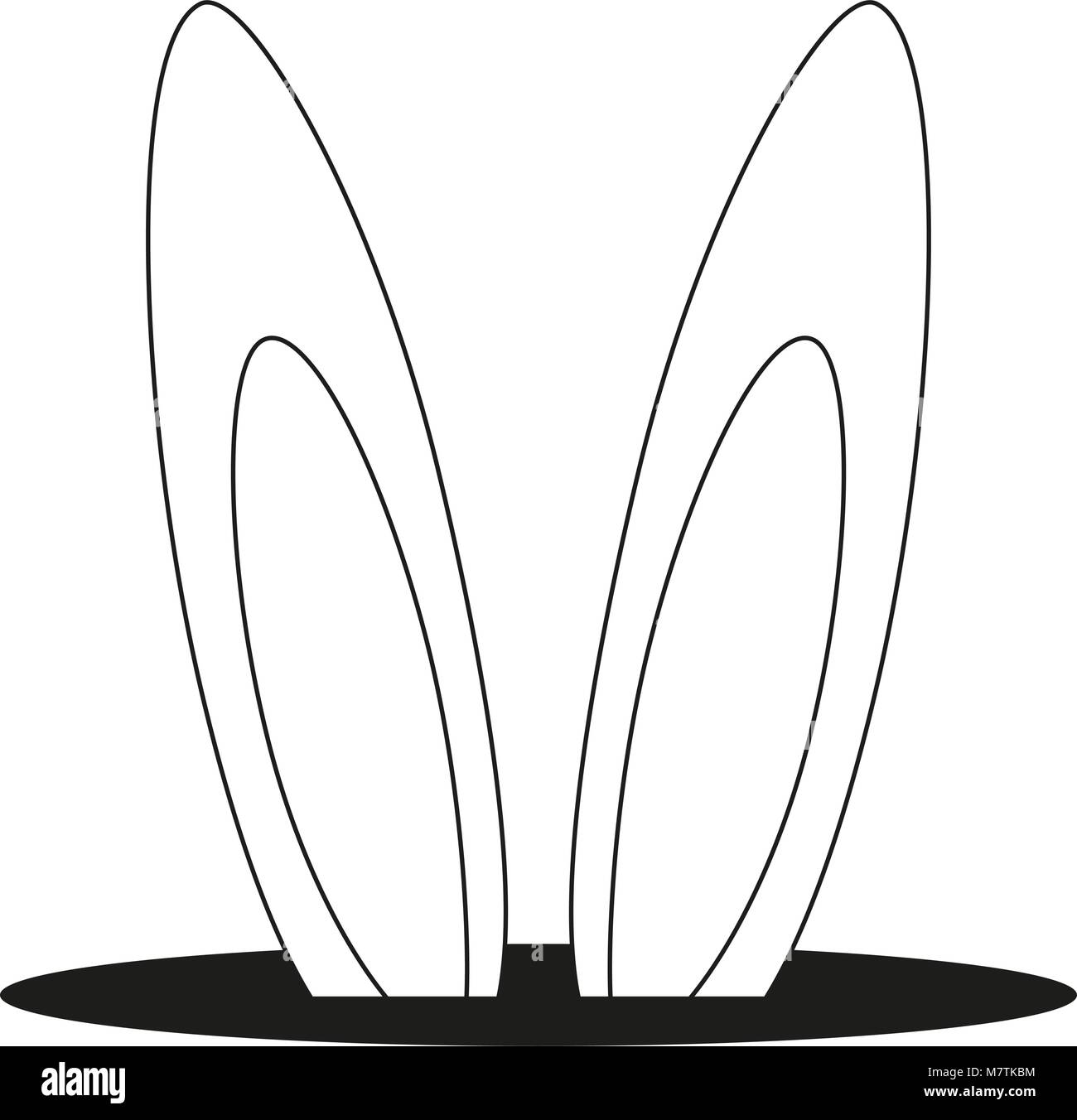 Line Art Black and White Rabbit Ears loch Symbol Stock-Vektorgrafik - Alamy