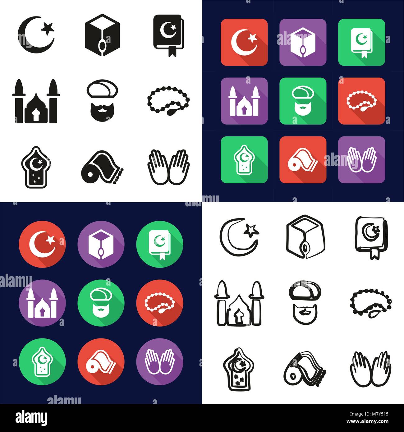 Islam Icons Set Outline Stockfotos & Islam Icons Set Outline Bilder - Alamy