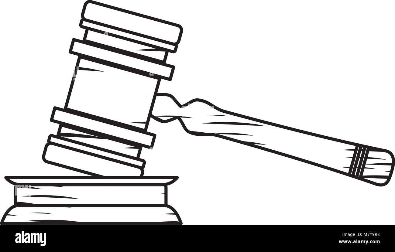 Skizze des Gesetzes hammer Symbol auf weißem Hintergrund, Vector ...