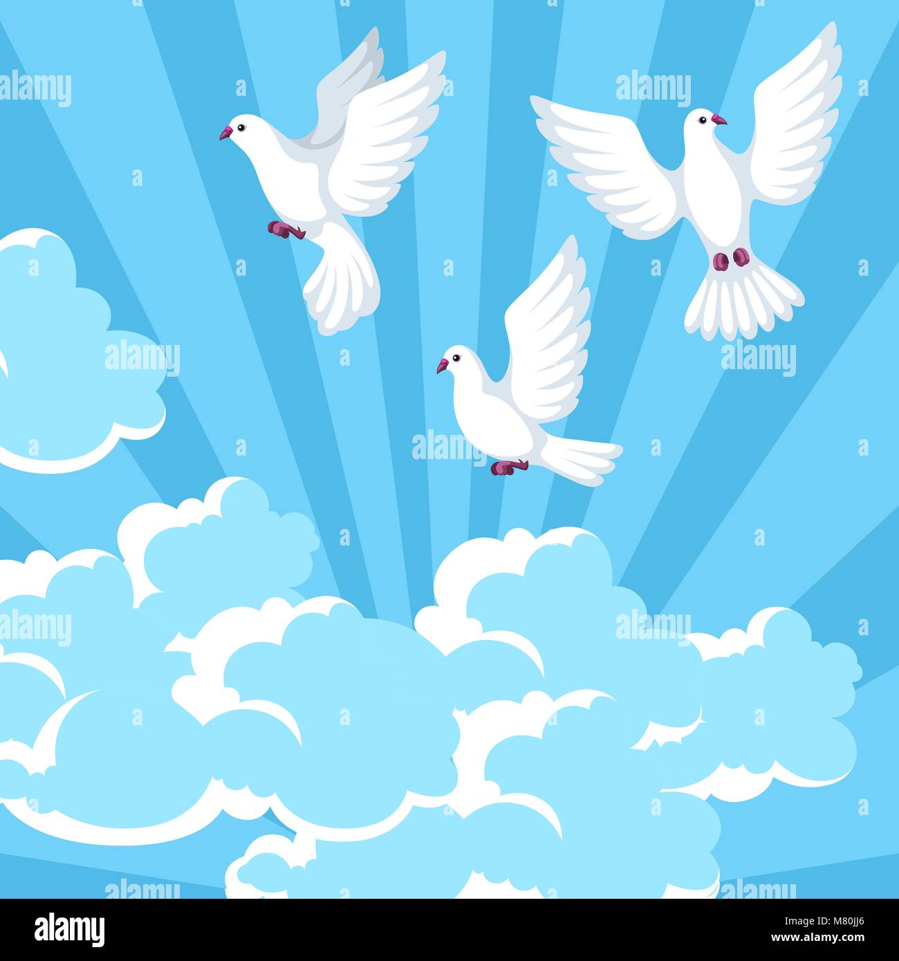 Hintergrund mit weißen Tauben. Schöne tauben Glauben und Liebe Symbol ...