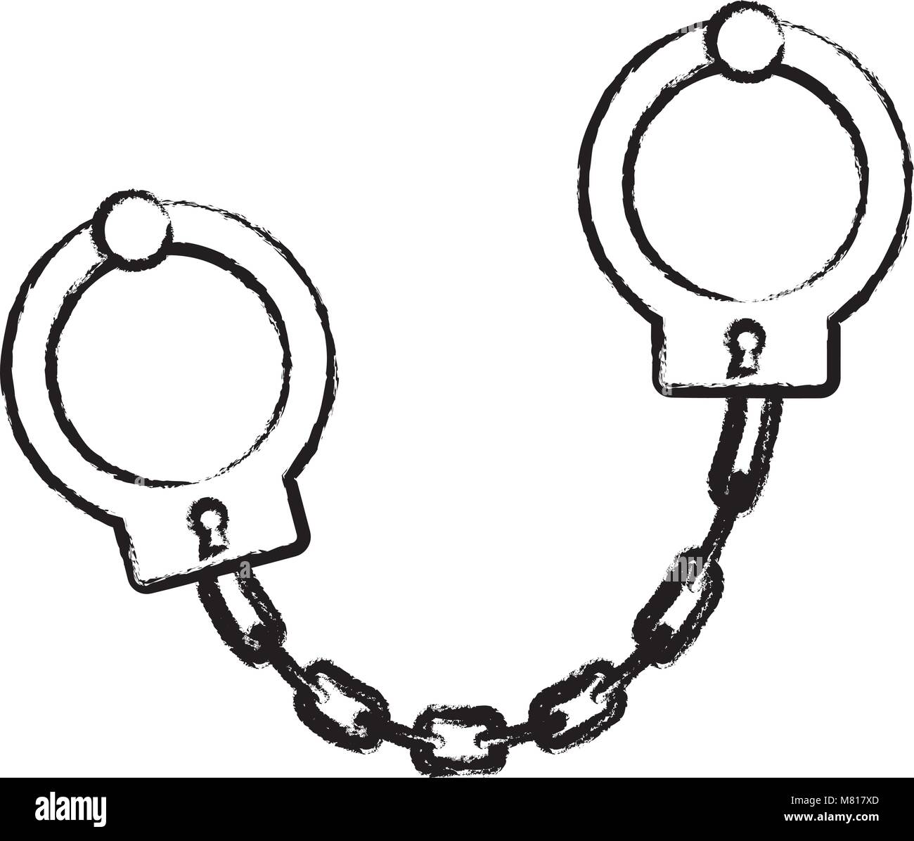 Skizze von Handschellen Symbol auf weißem Hintergrund, Vector ...