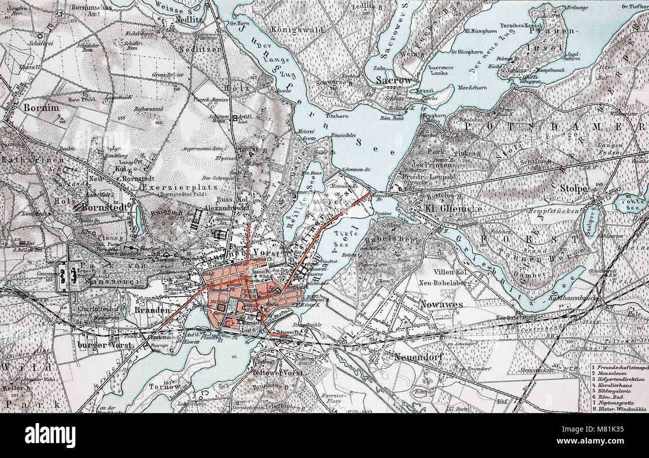 Stadtplan aus dem Jahr 1892: Potsdam, Deutschland, digital verbesserte ...