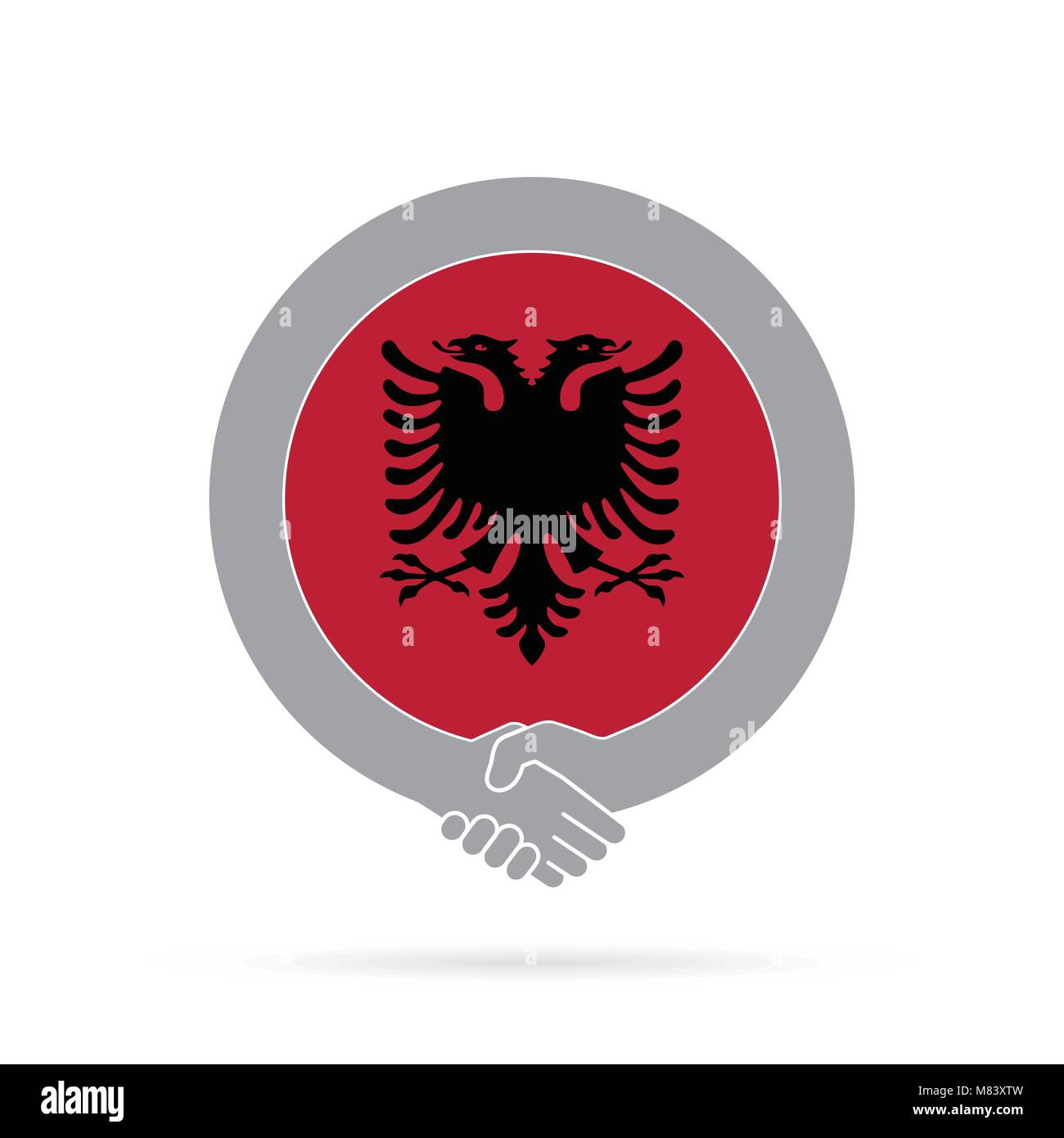 Albanien Flagge handshake Symbol. Vereinbarung, willkommen ...