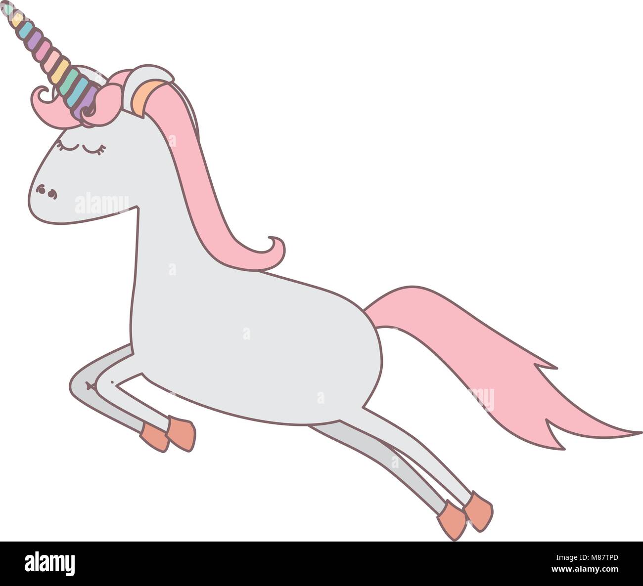 Weißer Hintergrund mit cartoon Einhorn springen Stock-Vektorgrafik - Alamy