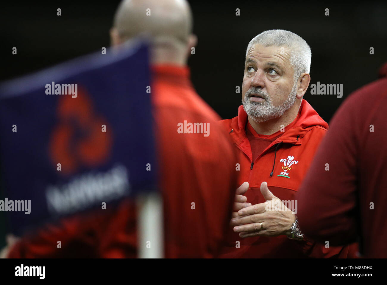 Cardiff, Großbritannien. 16 Mär, 2018. Warren Gatland, Wales Rugby Team ...