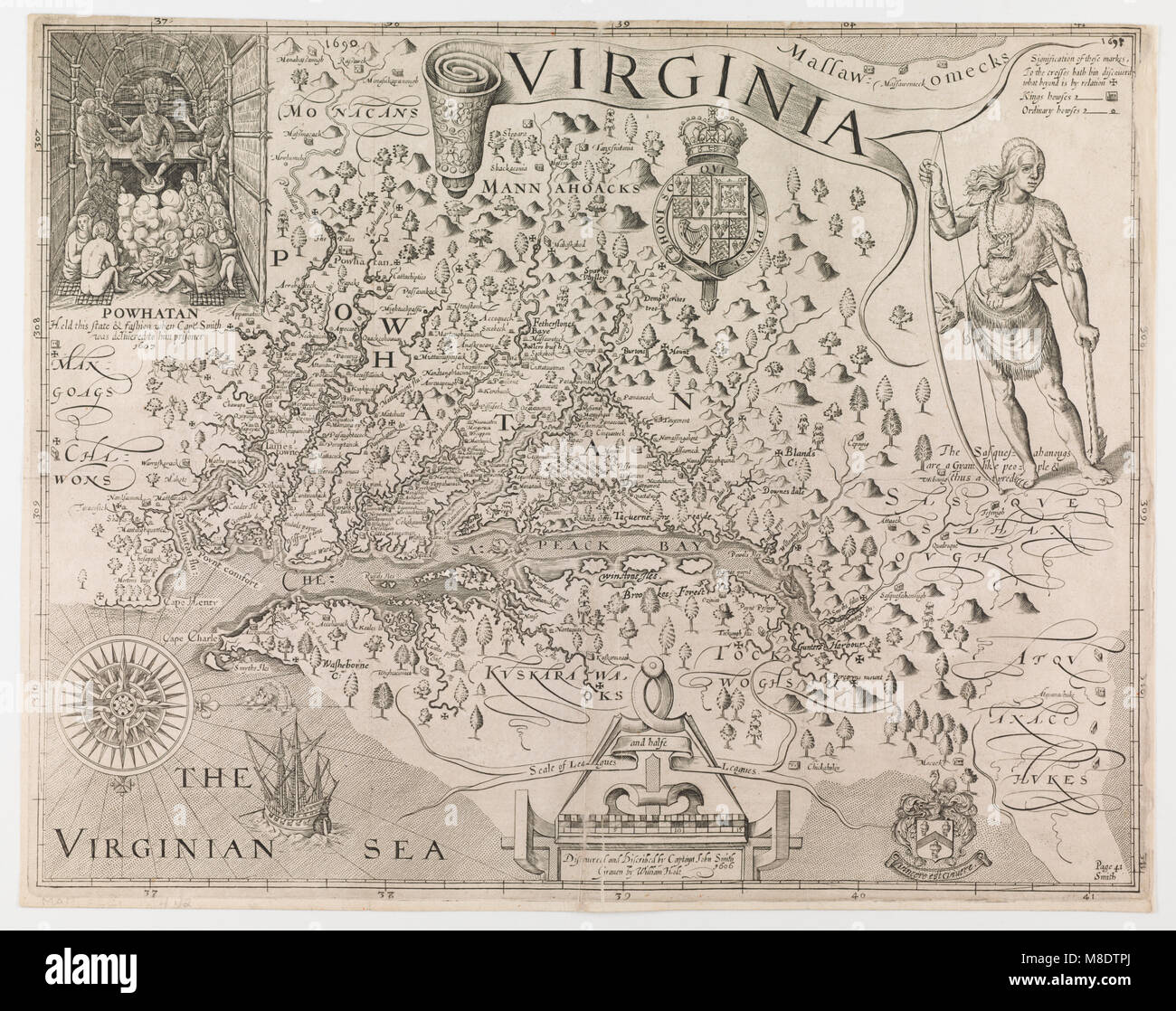 Karte von Virginia, 1624 Stockfotografie - Alamy