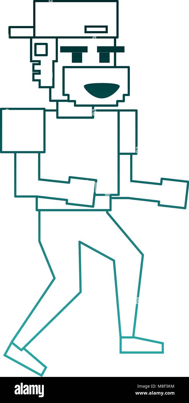 Pixelated Weiß Gangster Charakter Vector Illustration graphic design ...