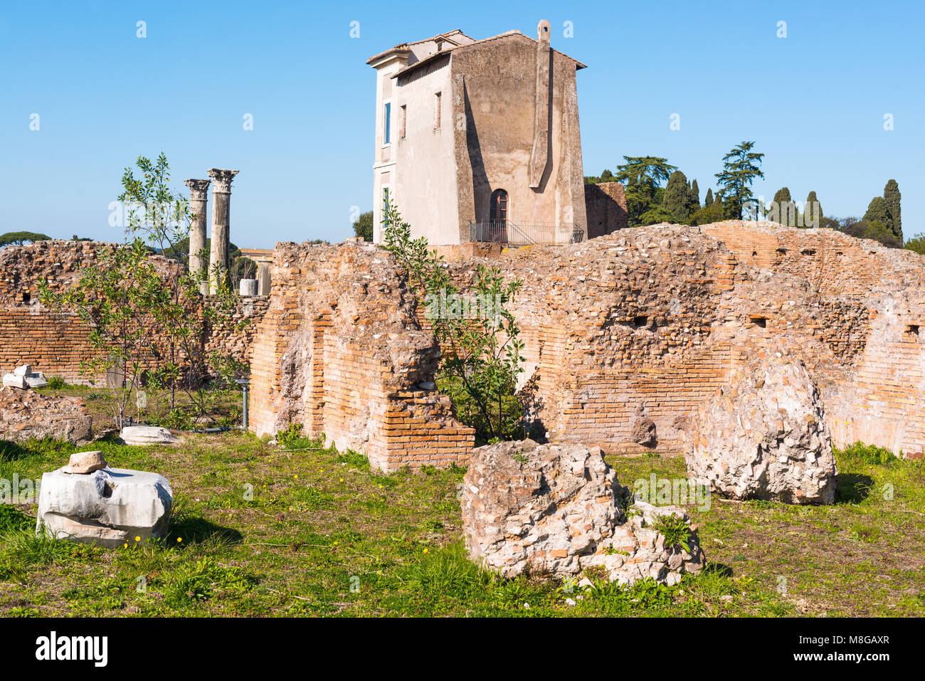 Antike römische Ruinen auf Palatin, Rom, Latium, Italien ...