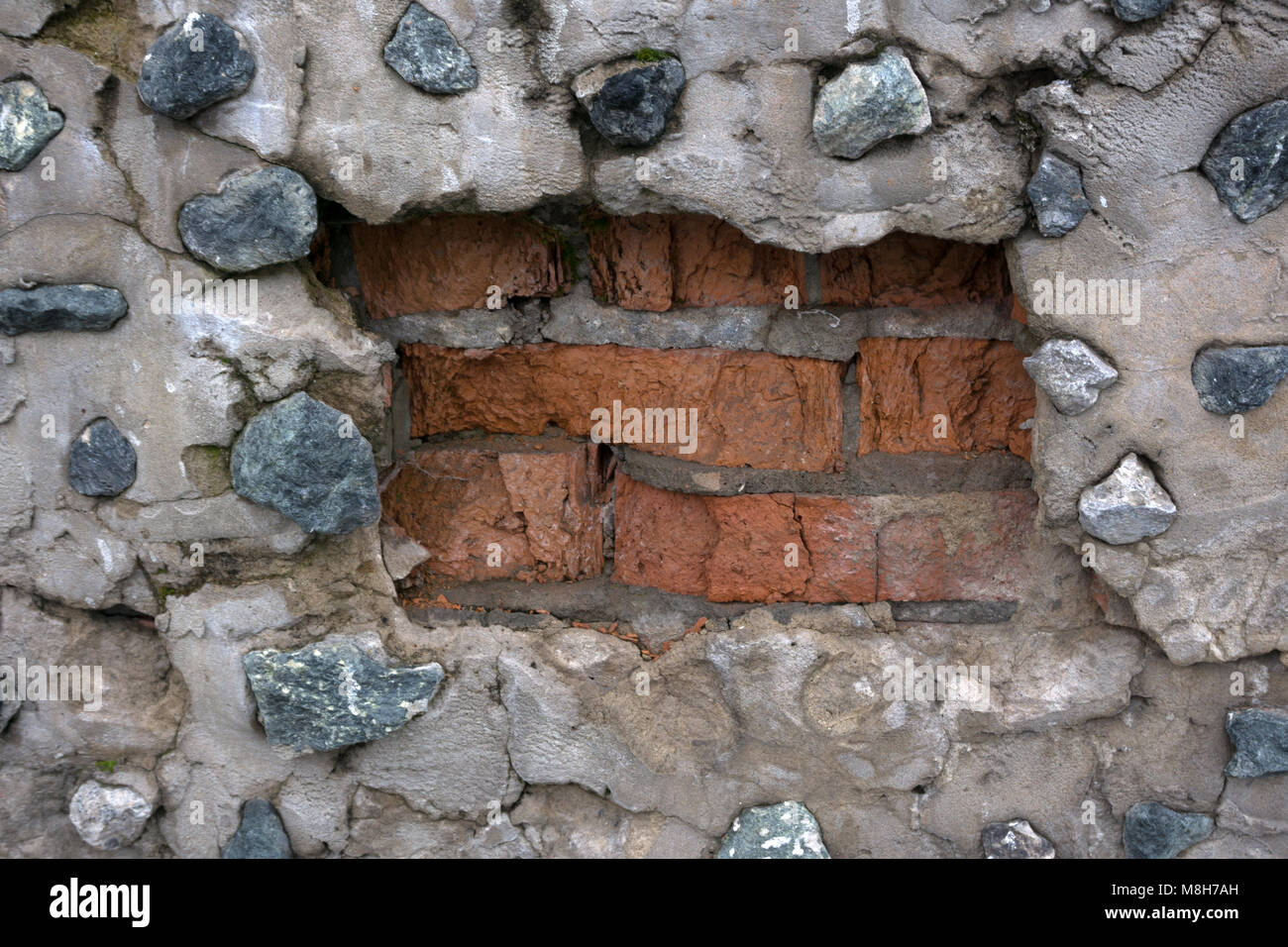 Wallpaper Granit Steine im Zement. Grau Rot Muster vintage Abgehalftert ...