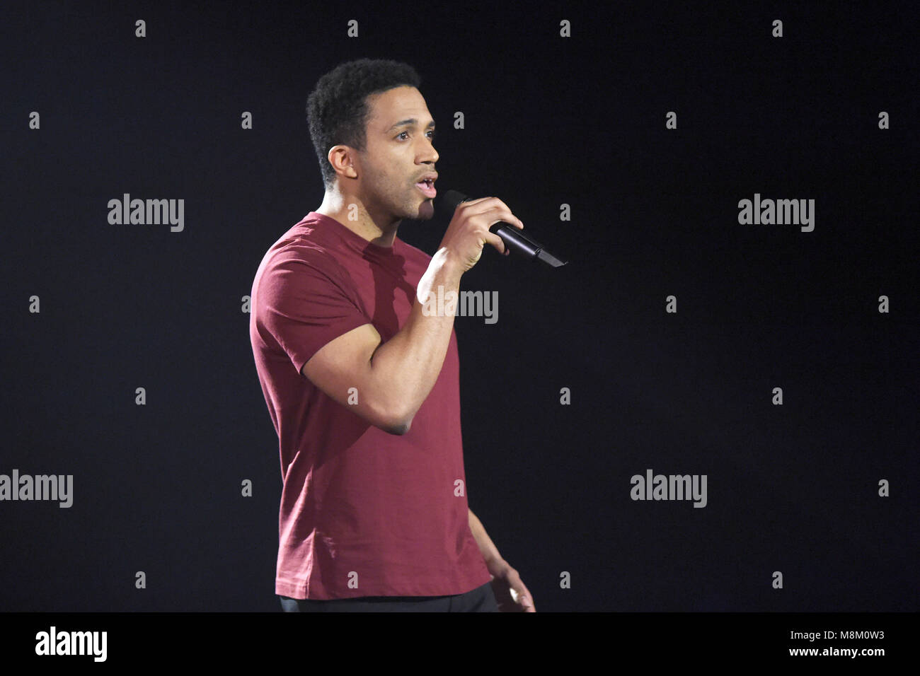 München, Deutschland. 17 Mär, 2018. Sänger Cesar Sampson, wer vertritt ...