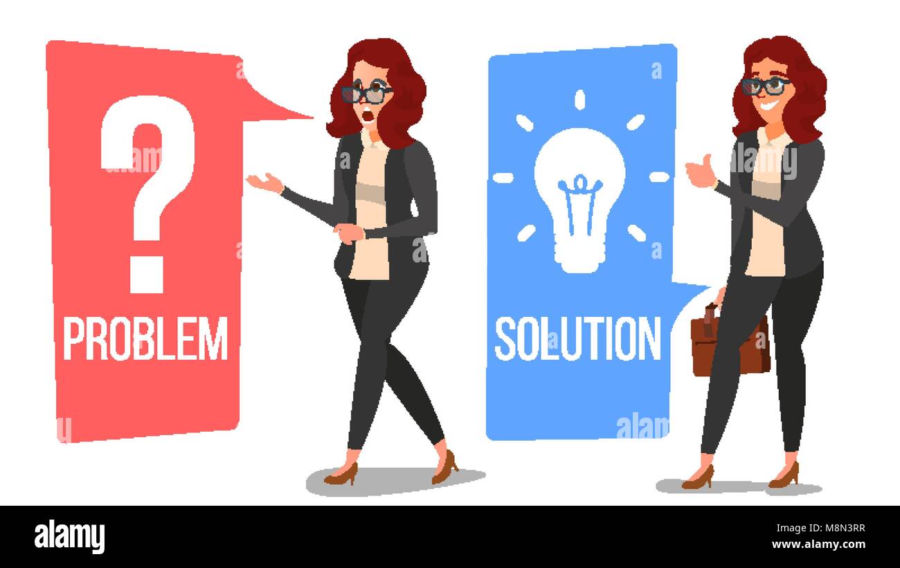Problem Konzept Vektor. Denken Frau. Problemlösung. Fragezeichen ...