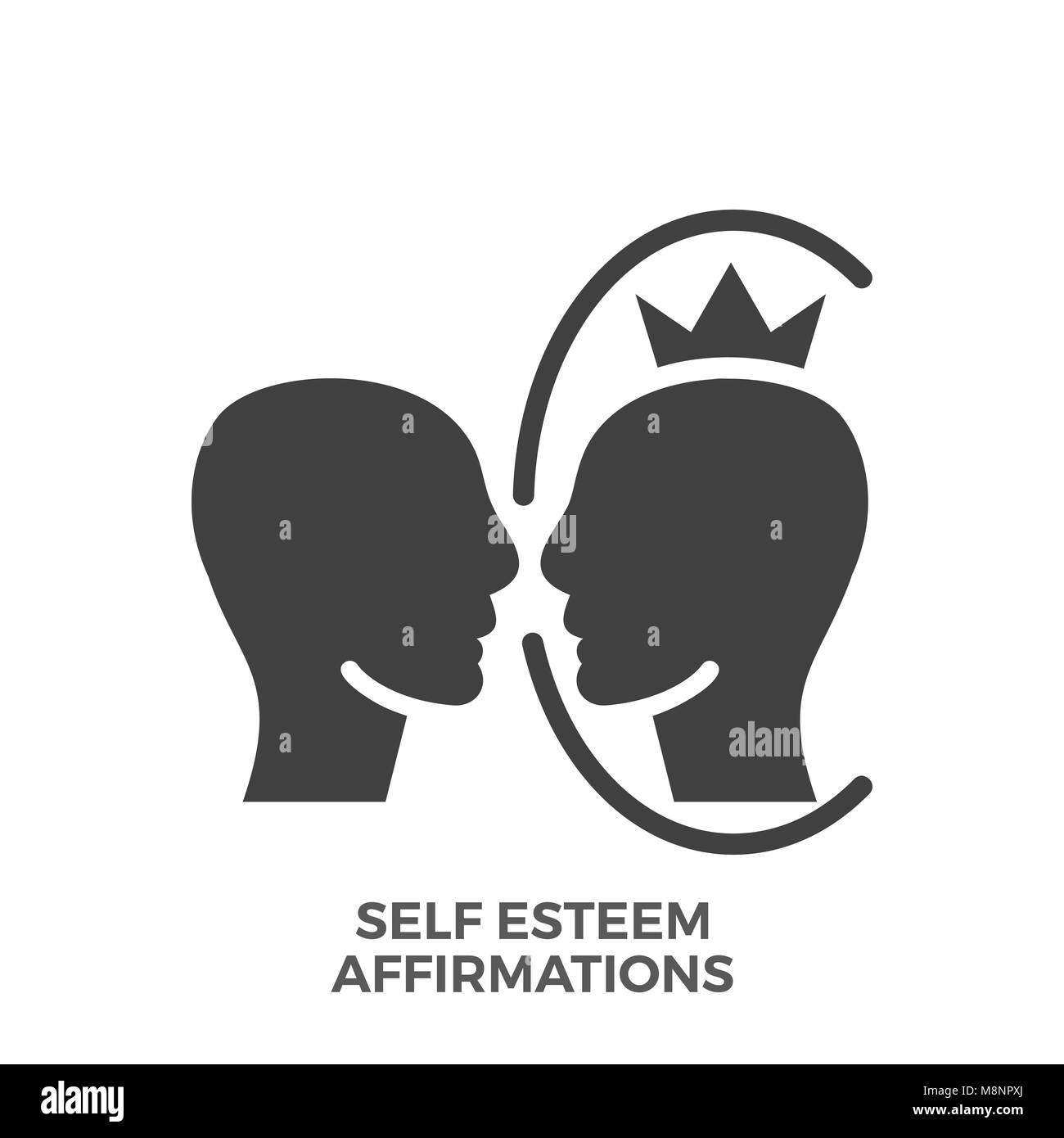Selbstachtung Affirmationen Glyphe Vektorsymbol isoliert auf den weißen ...