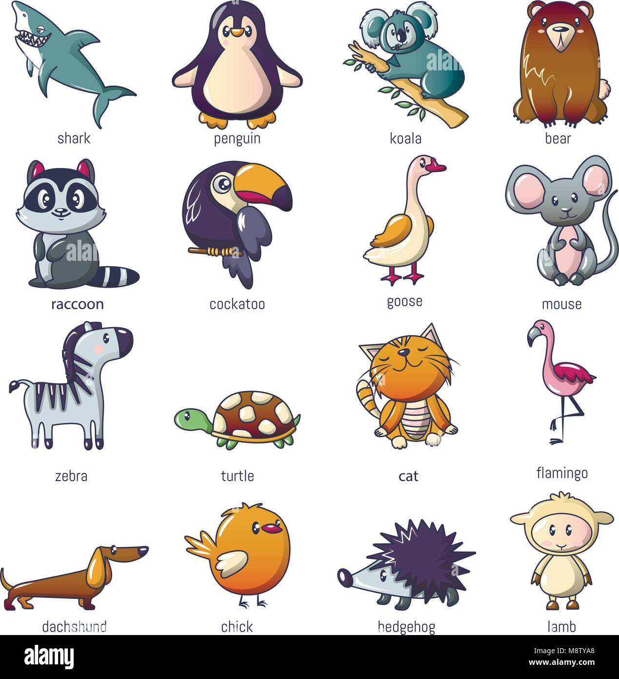 Tiere Symbole, Cartoon Stil Stock-Vektorgrafik - Alamy