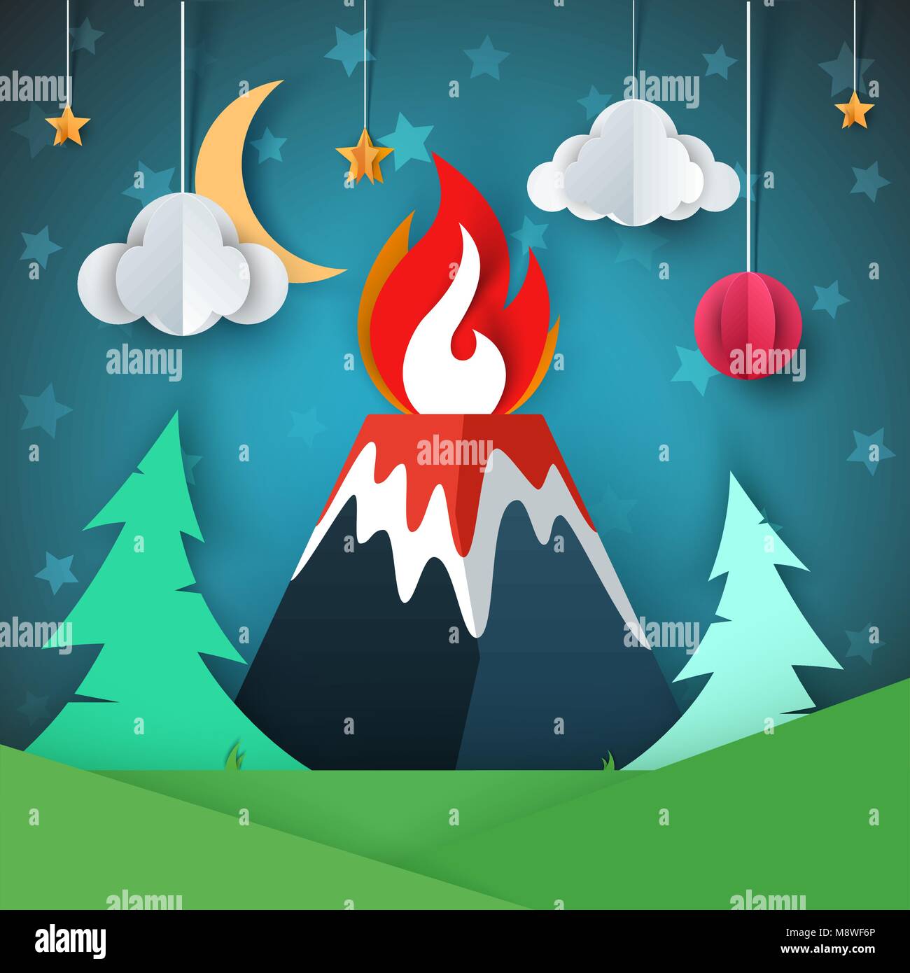 Vulkan ausbruch lava pflanze Stock-Vektorgrafiken kaufen - Alamy