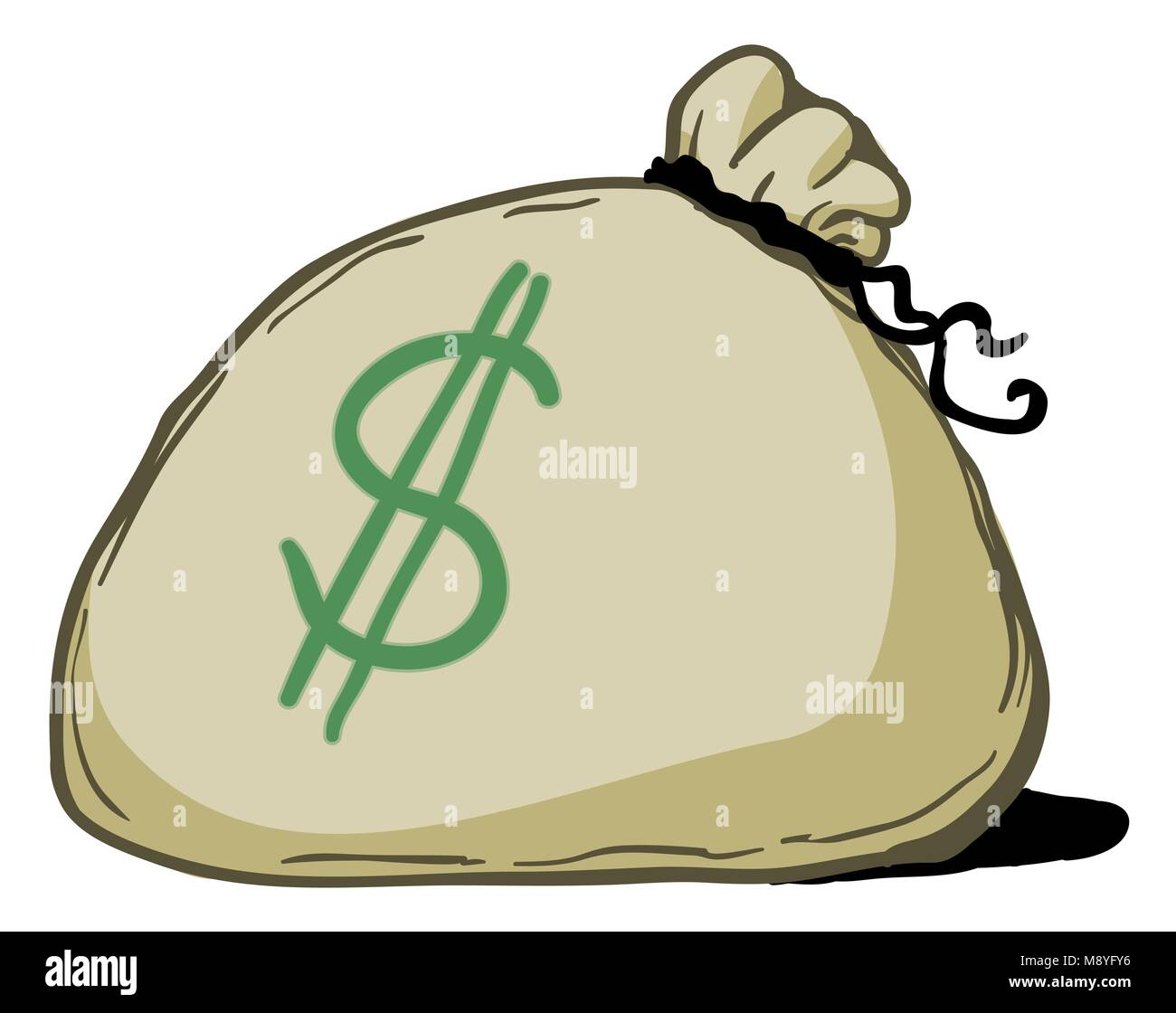 Geld beutel cartoon Farbe zeichnen, Vector Illustration, über Weiß ...