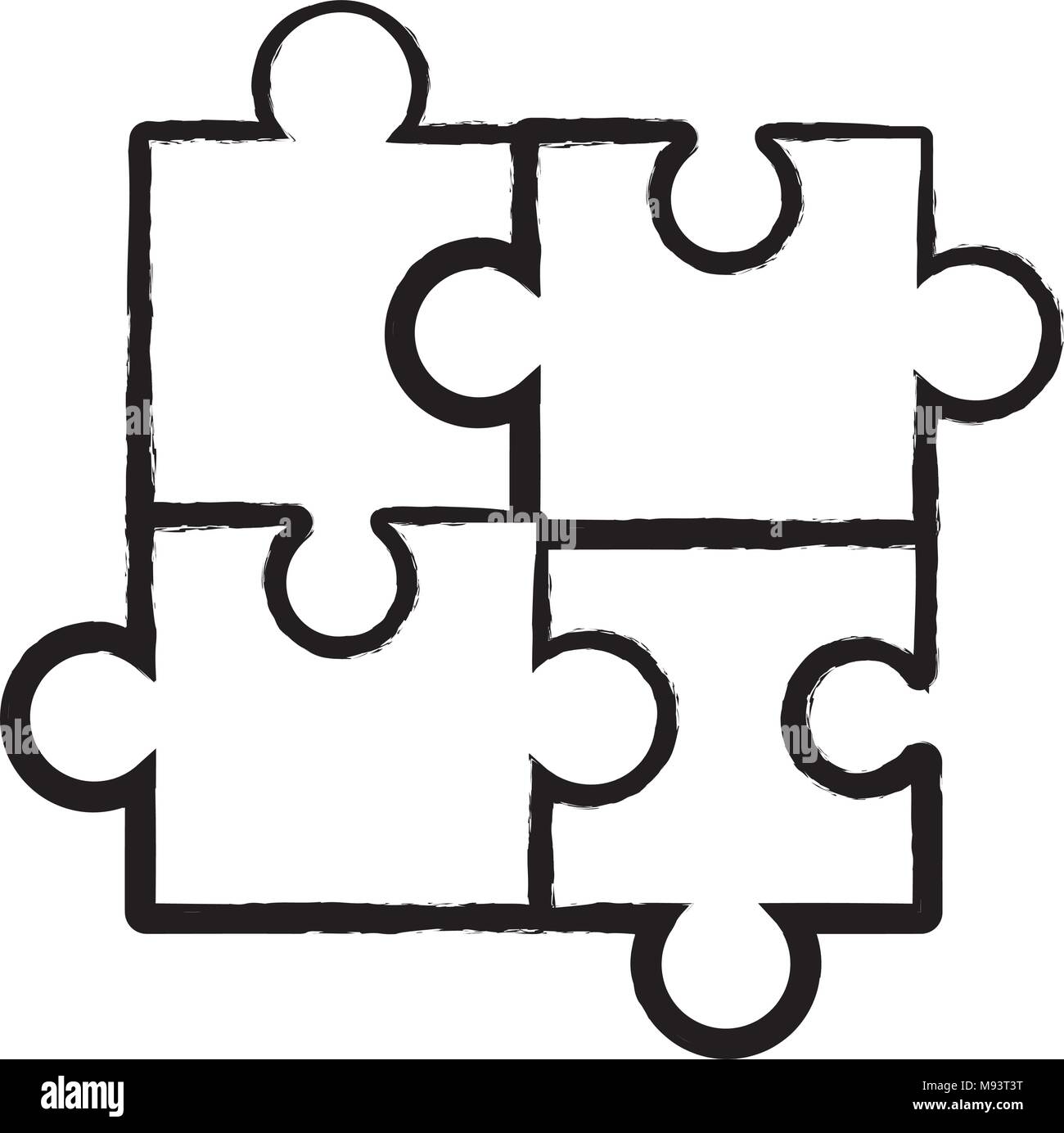 Skizze der Puzzleteile Symbol auf weißem Hintergrund, Vector ...