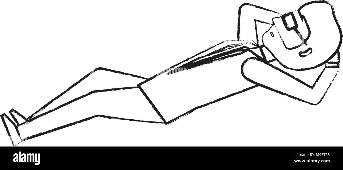 Skizze des Avatars Geschäftsmann entspannt Symbol auf weißem ...
