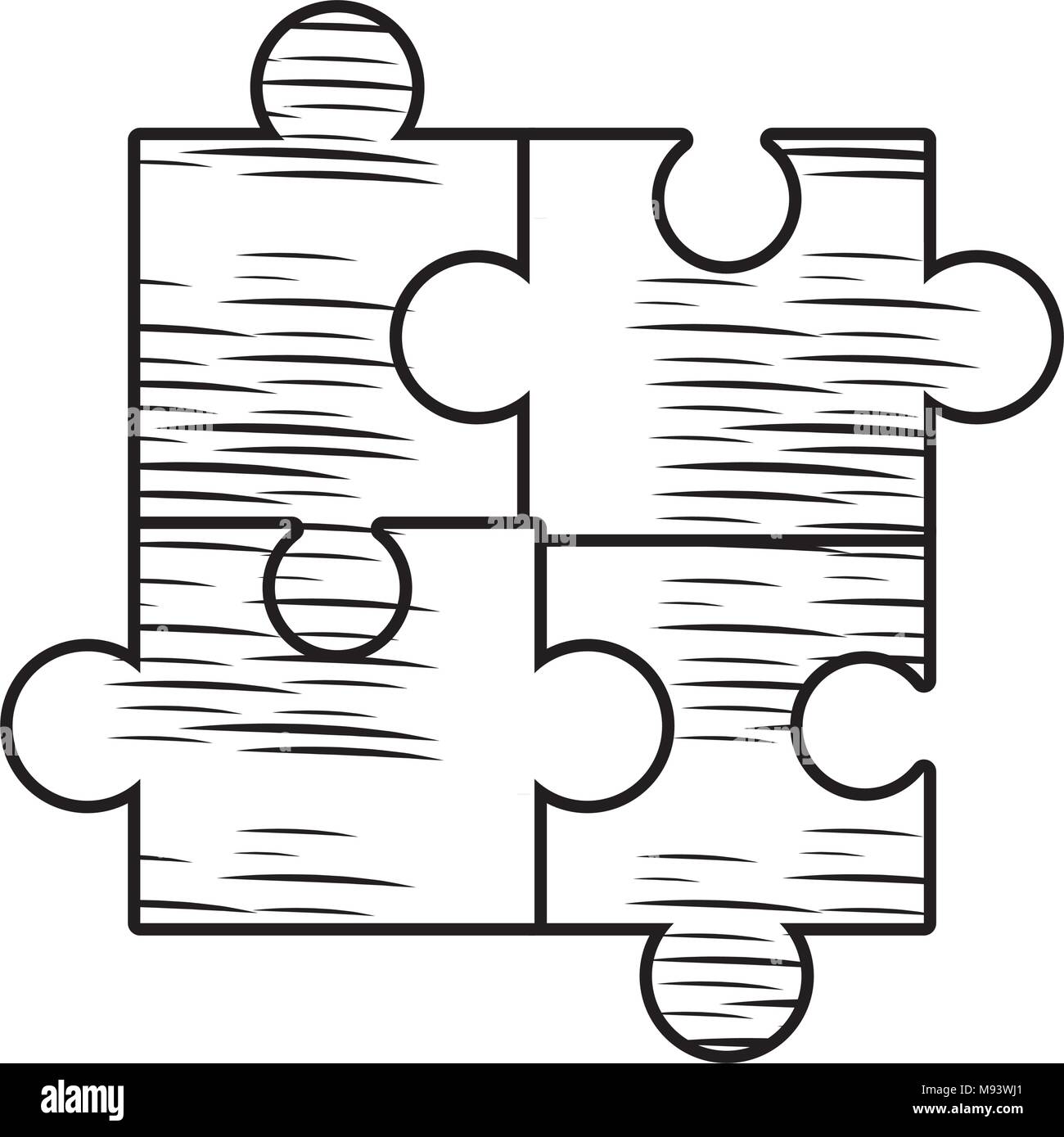 Skizze der Puzzleteile Symbol auf weißem Hintergrund, Vector ...