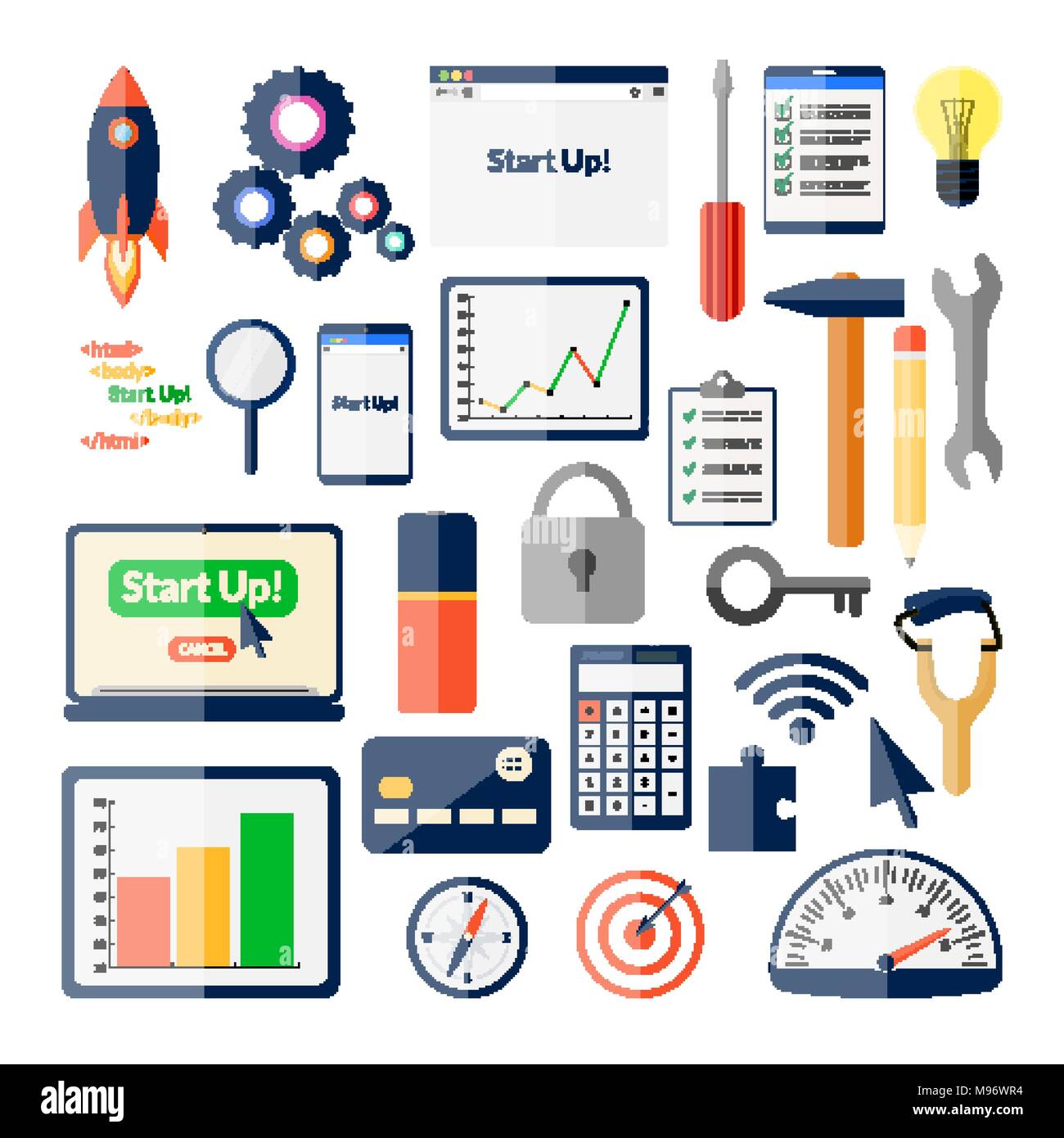 Big startap icons Collection. Buisness clipart. Technologie Elemente ...