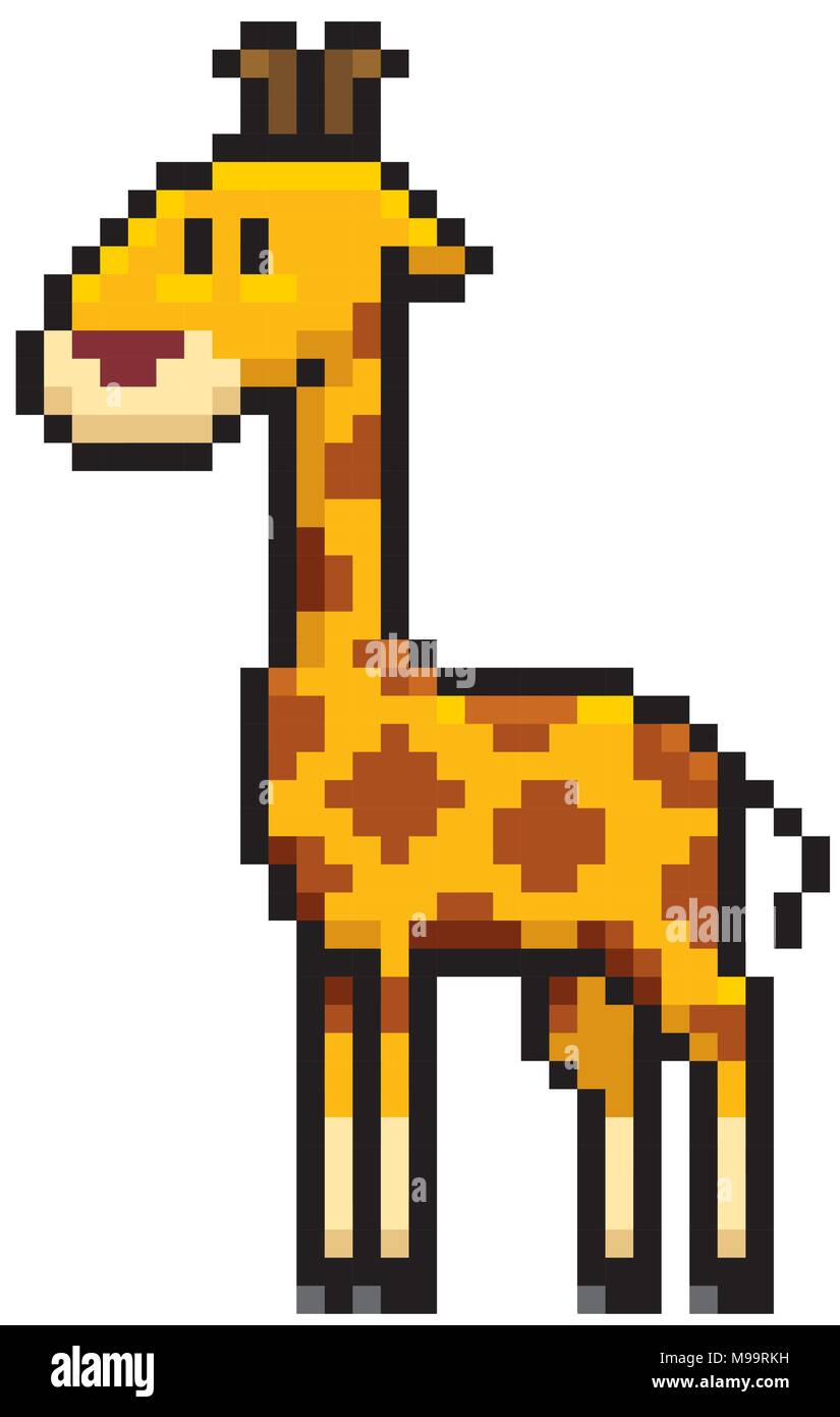 Vector Illustration von Cartoon Giraffe-Pixel-Design Stock-Vektorgrafik ...