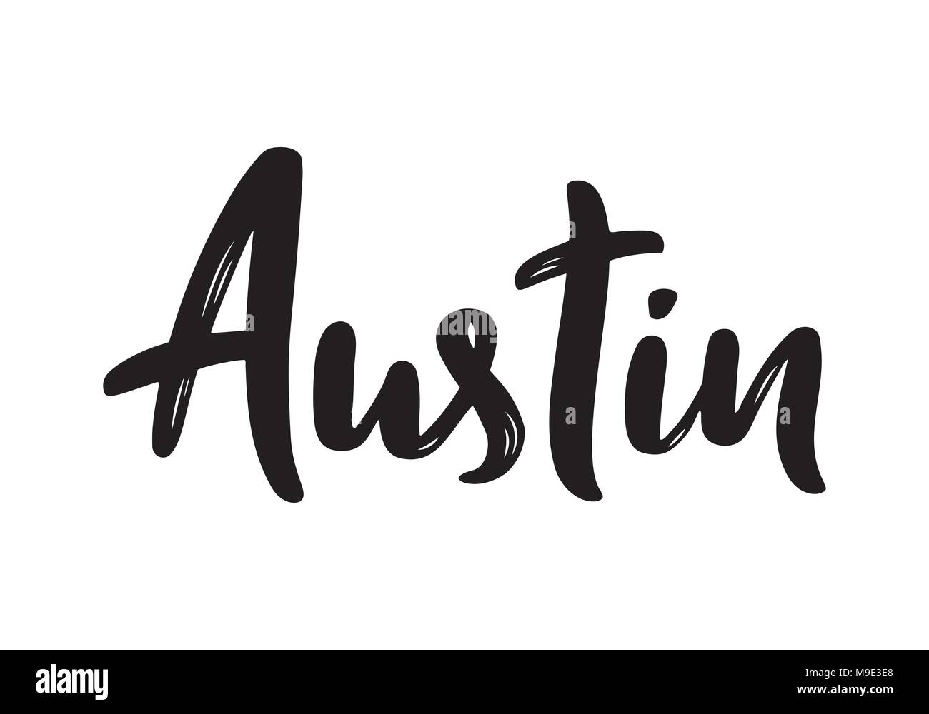 Austin, Texas. Hand-schrift Kalligraphie. Hand gezeichnet Pinsel ...