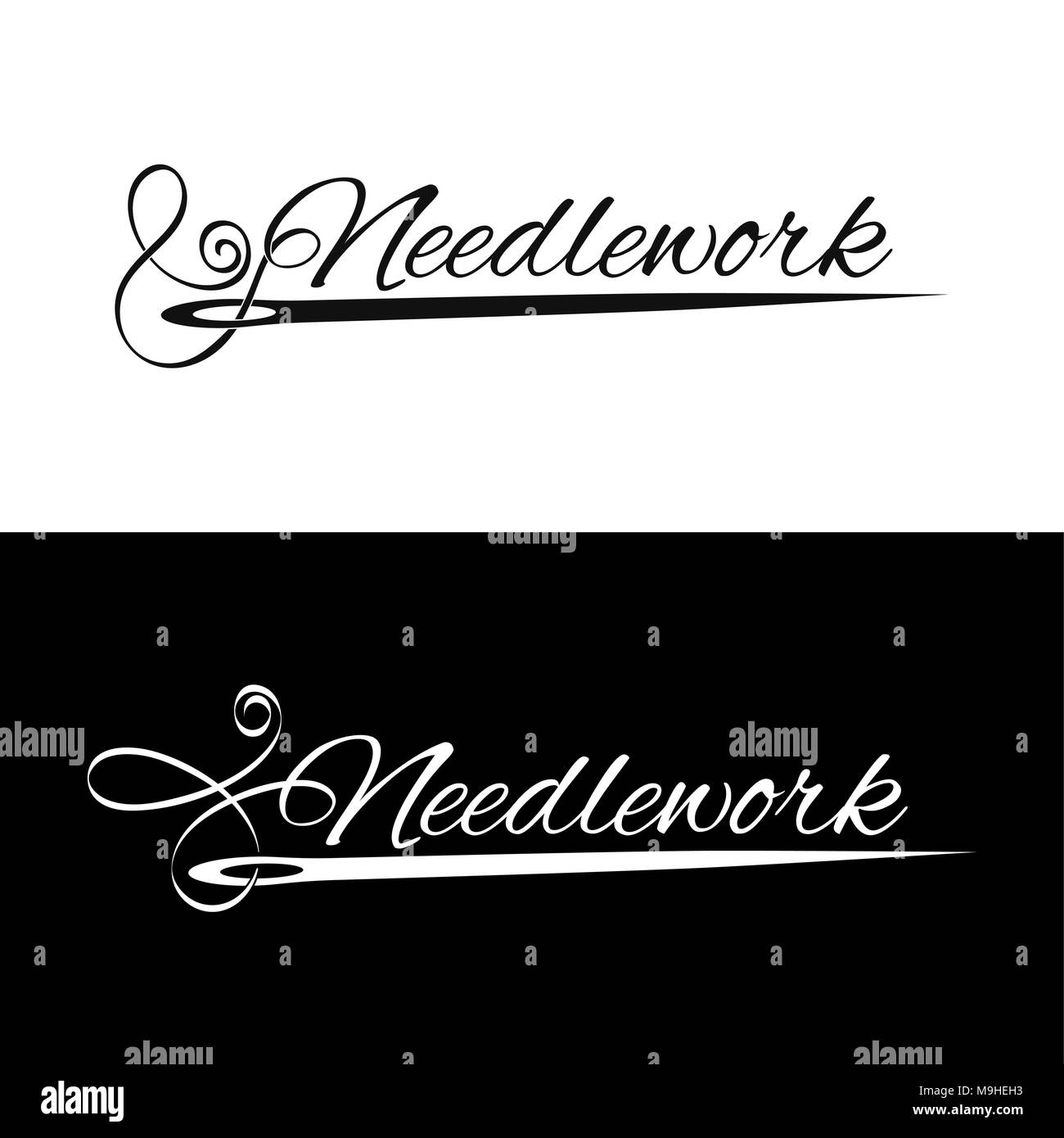 Setzen logos Handarbeit. Die Nadel und die Kunst Manuskript in die ...