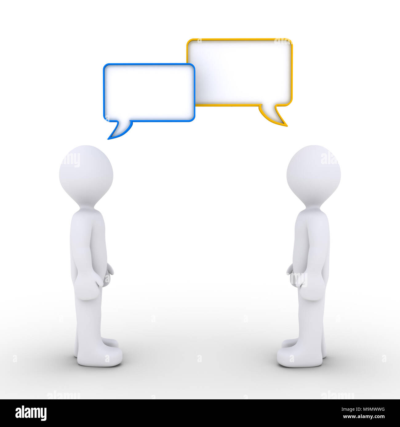 Zwei 3d Personen sprechen mit Sprechblasen Stockfotografie - Alamy