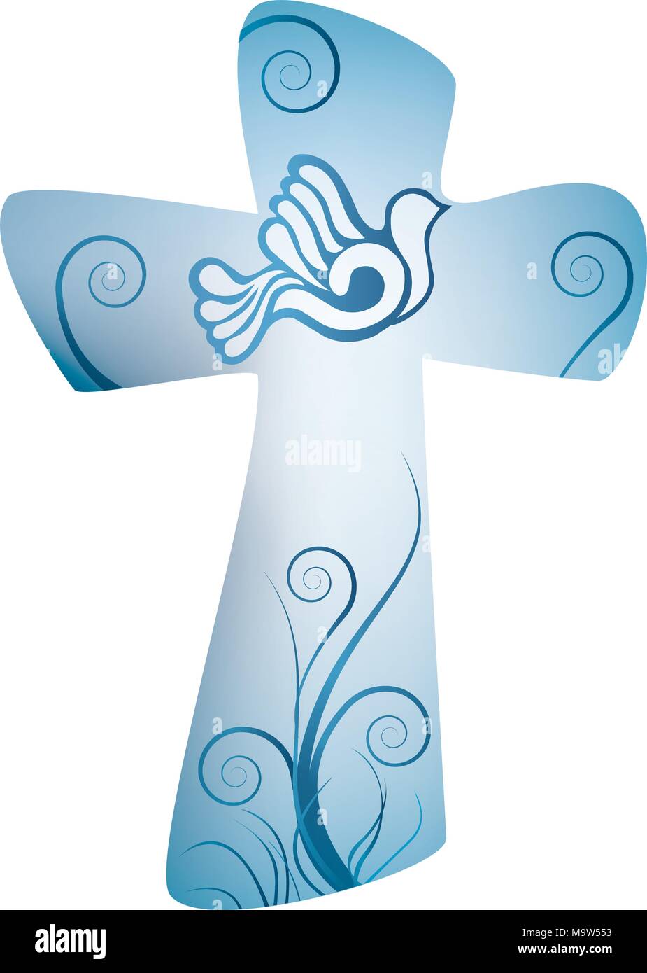 Kreuz christliche Symbol mit Taube Stock-Vektorgrafik - Alamy