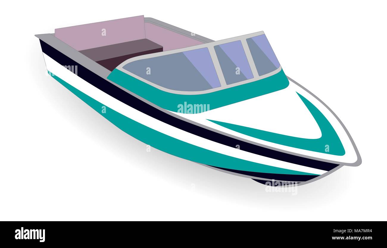 Cartoon Motorboot auf Weiß, Vector Illustration isoliert Stock ...