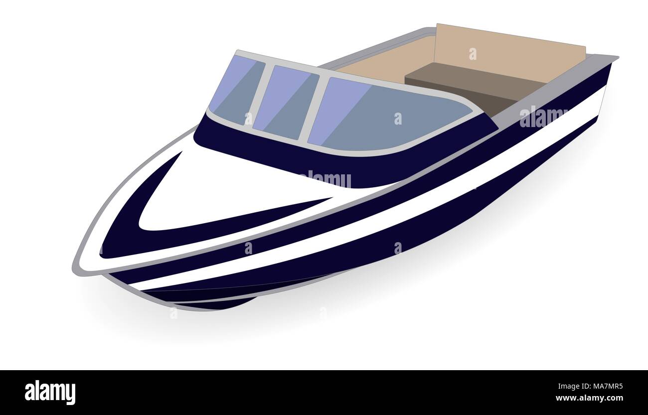 Cartoon Motorboot auf Weiß, Vector Illustration isoliert Stock ...