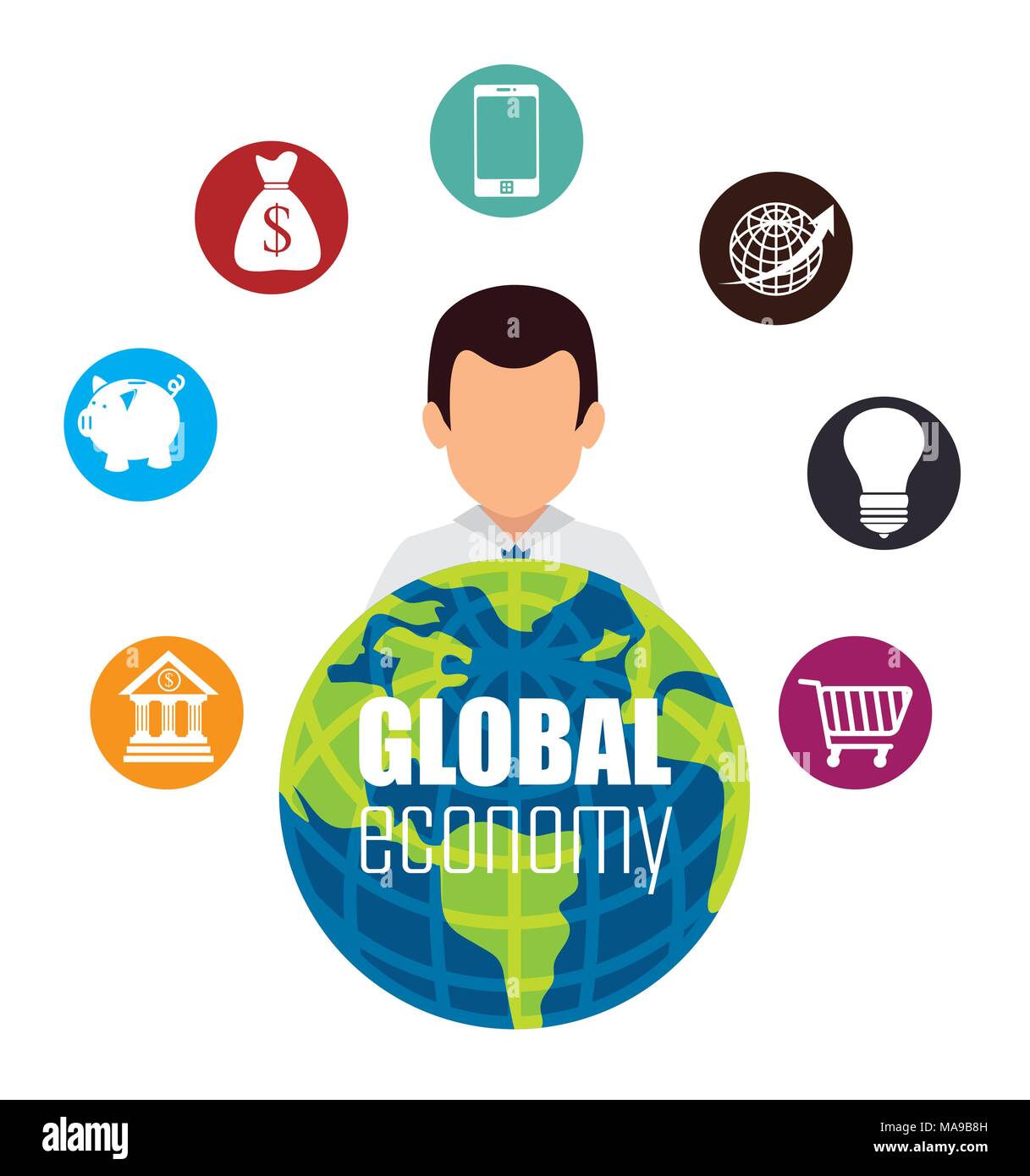 Wirtschaft und globalen Wirtschaft Symbol, Grafik, Vector Illustration ...