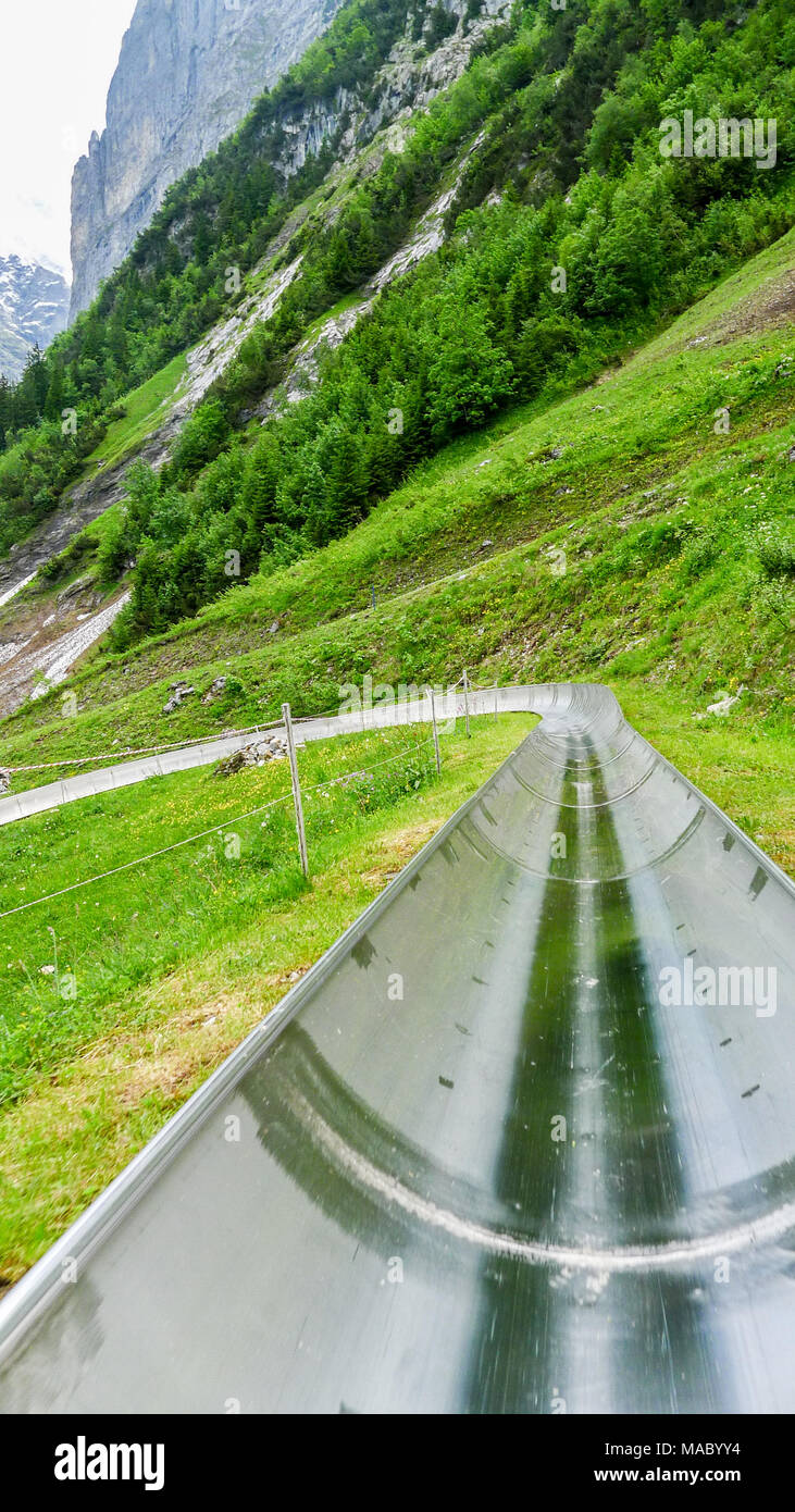 Die Pfingstegg Rodelbahn, Grindelwald, Berner Oberland, Eiger, die ...