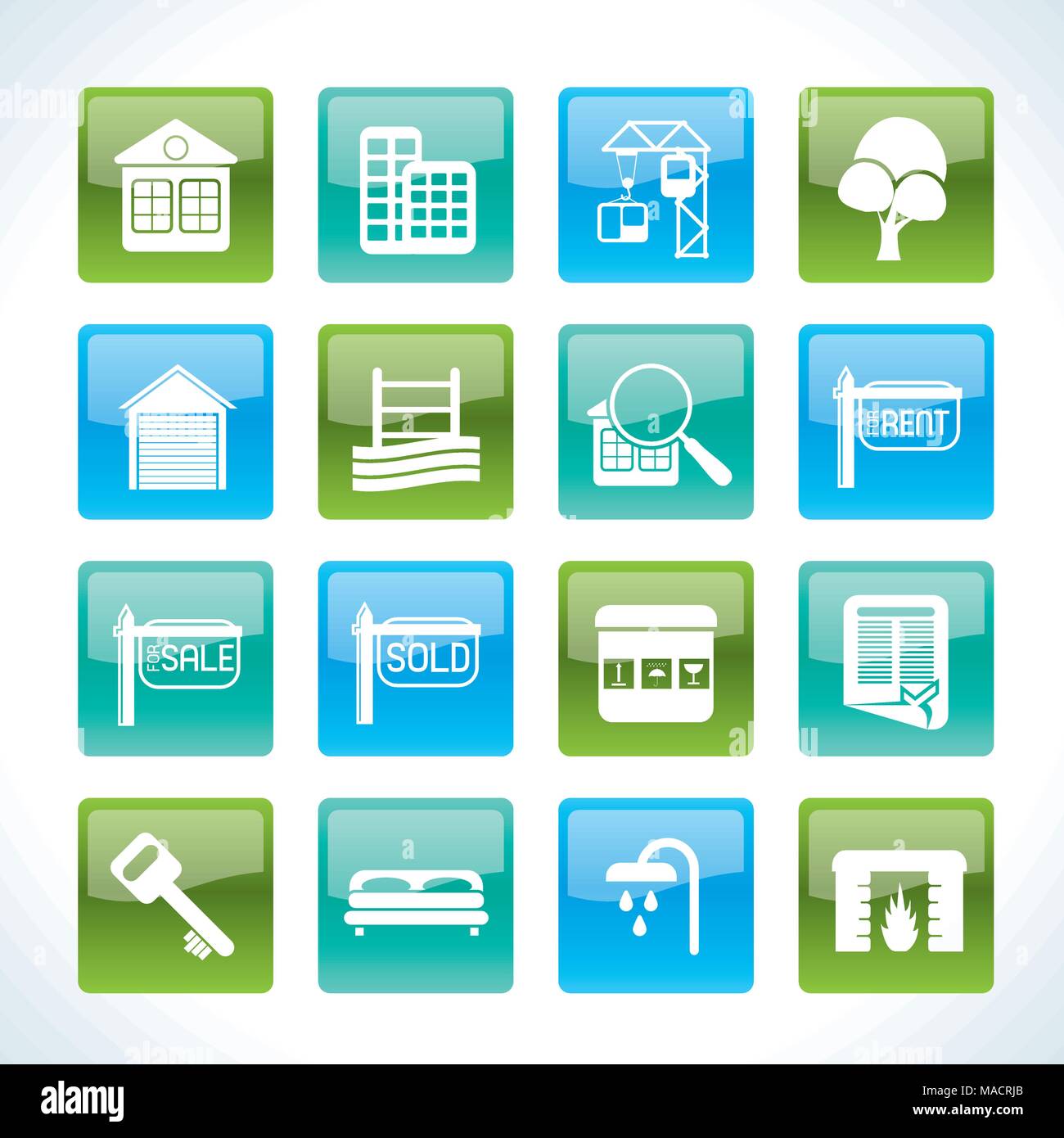 Immobilien Symbole - Vektor Icon Set Stock-Vektorgrafik - Alamy