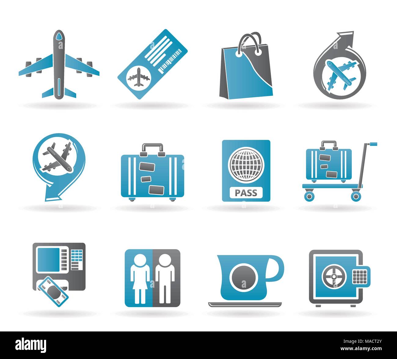 Flughafen, Reisen und Transport icons 1 - Vektor Icon Set Stock ...