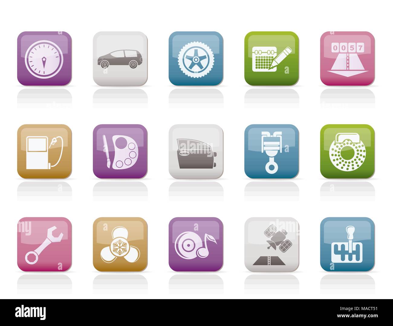 Auto Teile, Dienstleistungen und Merkmale Symbole - Vektor Icon Set ...