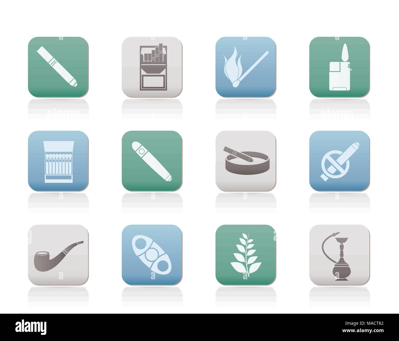 Rauchen und Zigarette Symbole - Vektor Icon Set Stock-Vektorgrafik - Alamy