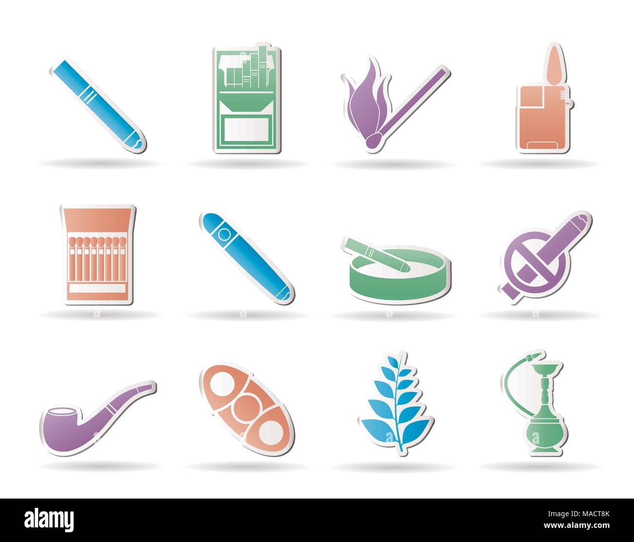 Rauchen und Zigarette Symbole - Vektor Icon Set Stock-Vektorgrafik - Alamy