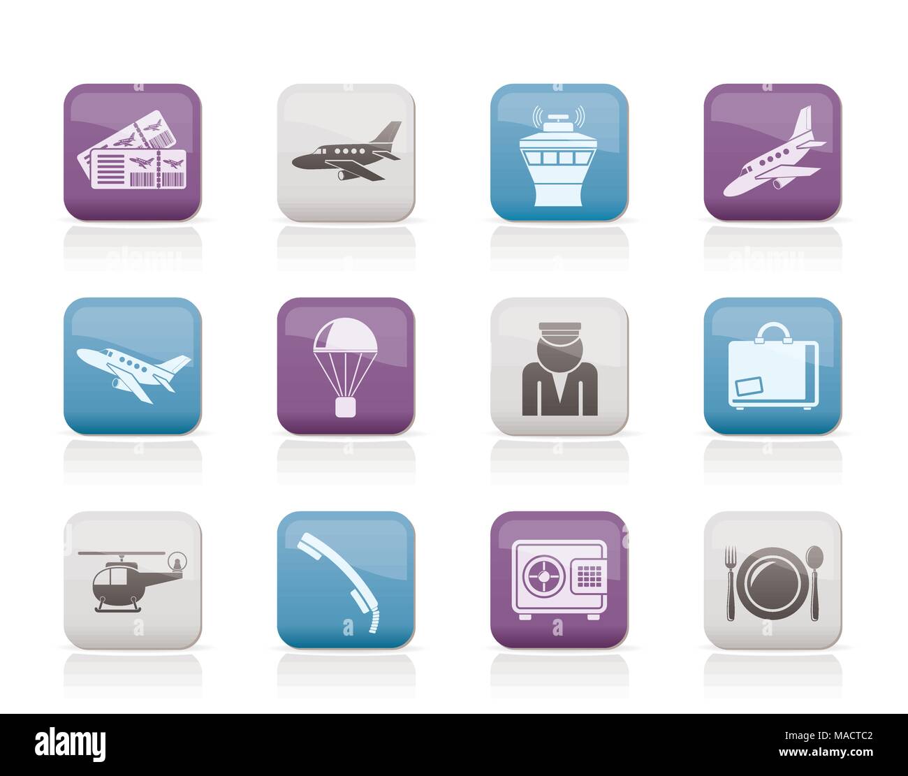 Flughafen und Reisen Symbole - Vektor Icon Set Stock-Vektorgrafik - Alamy